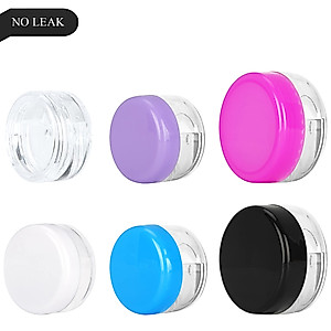 100PCS 5 Gram Sample Containers, 5ml Empty Jars with Lids, Small Cosmetic Containers, Mini Sample Jars with 8PCS Mini Spatulas for Make Up, Oils, Lotion, Powder, Paint, Jewelry, Lip Balms(Black Lid)