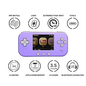 Retro Games Handheld Game Console Support Linux System and Multiple Emulators Console 2.4 inch 240x320 IPS LCD Screen Buit-in 1000mAh Lithium Battery-Purple