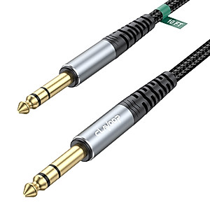 CLAVOOP TRS Cable 1/4 10 FT, Quarter Inch Speaker Cables, 6.35mm Balanced 1/4 Cable Instrument TRS 1/4 Stereo Audio Cord Support Electric Guitar Bass Keyboard Amp Mixer Amplifier