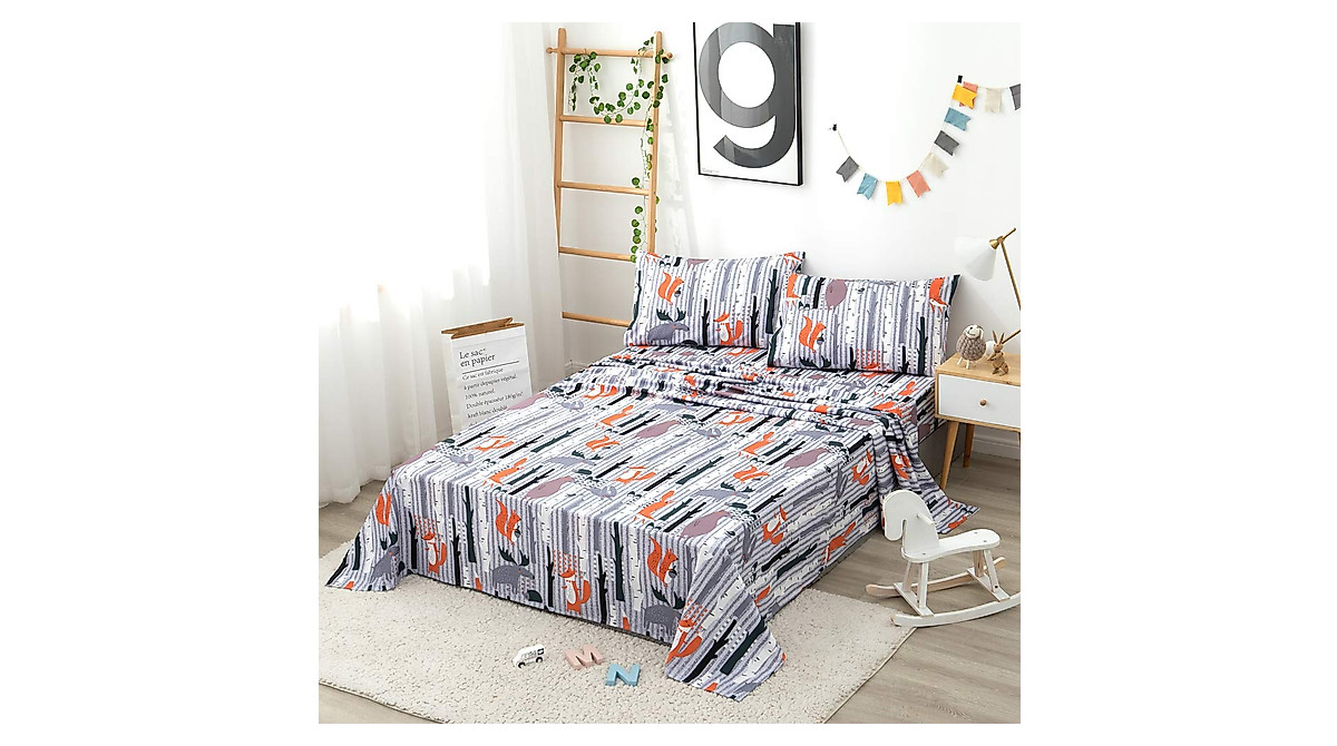 JSD Kids Printed Twin Sheet Set - Cute Forest Animals
