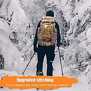 VUKU 70L Hiking Backpack for Men, Waterproof Camping Backpack Hiking Daypack for Men Tactical, Survival Military Rucksack for Men Traveling Outdoor (Black)