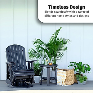 LuxCraft 2' Adirondack Outdoor Swivel Glider Chair, Patio Glider Rocker, Outdoor Swivel Rocker Chair, Glider Rocking Chair (Weatherwood & Black)
