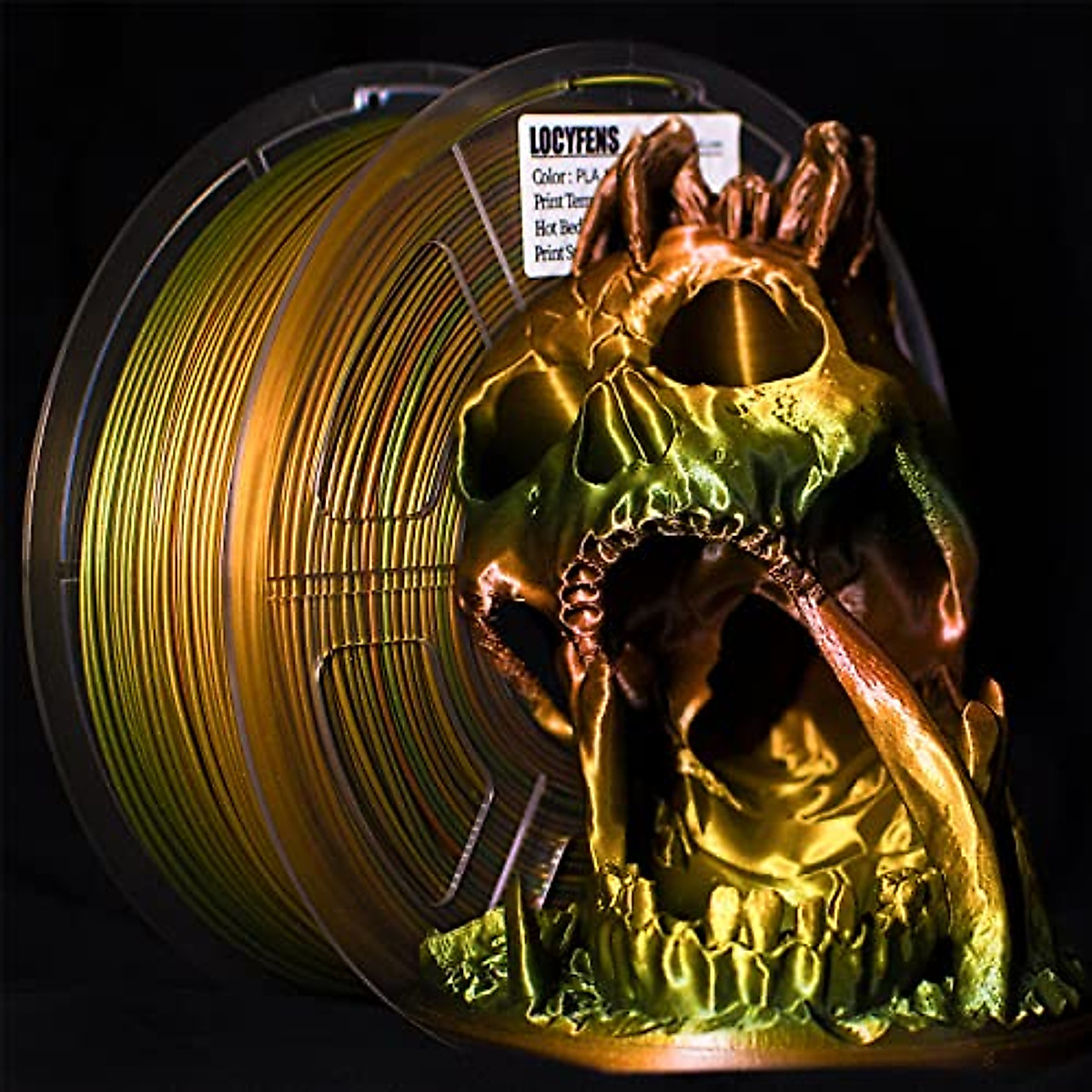 (2 Items) 1kg Silk Silver Shiny Red & 1kg Vintage Metal Rainbow PLA Filament, 3D Printer Filament, PLA Filament 1.75mm +/- 0.02mm