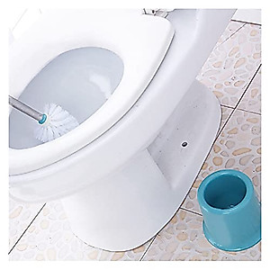 Toilet Cleaning Brush Bathroom Long Handle Stainless Steel with Antique Stand Base Bathroom Accessories (Color : Gray Round)
