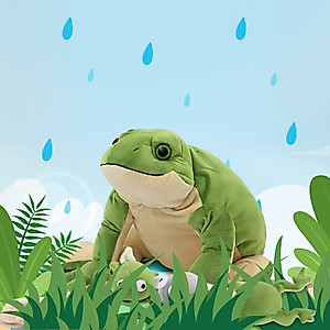 Tezituor Giant Realistic Frog Stuffed Animal Plush Toy, 20.5” Large Mommy Frog with 4 Babies Pillow Gifts for Boys Girls