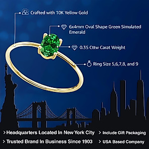 Gem Stone King 10K Yellow Gold 6X4MM Oval Gemstone Birthstone Engagement Ring | Solitaire Wedding Engagement Anniversary Promise Gold Ring For Women