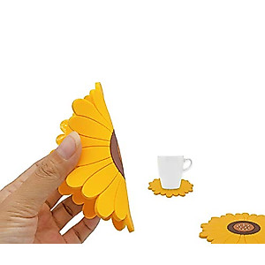 3 Pcs Anti-Hot Trivet Mat，Sunflower Anti-Heat Pan Mat， Antislip Heat Resistant Placemat for Hot Dishes, Pots, Pans（1 Large, 1medium, 1small）