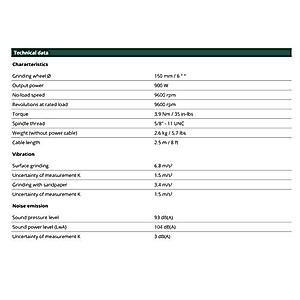 Metabo 6-inch Angle Grinder | 13.5 Amp | 9,600 RPM | Electronics | Lock-on Switch | WE 15-150 Quick,Green