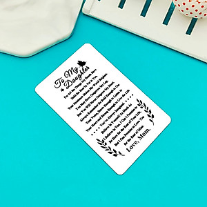 Daughter Gifts from Mom Engraved Wallet Card for Daughter Birthday Christmas Graduation Gifts Mothers Day Wedding Day Gifts To My Daughter Wallet Card from Mom