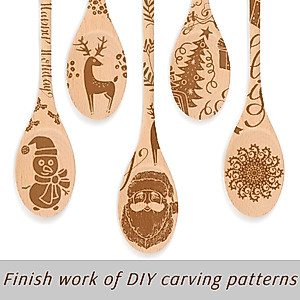 HANSGO Long Handle Wooden Cooking Mixing Oval Spoons, 6PCS 12 Inch Long Wooden Spoons Wooden Tasting Spoons Large Cooking Spoons