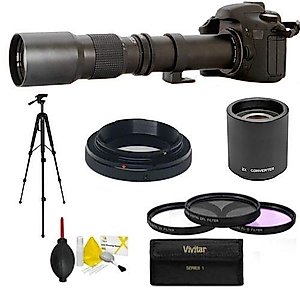 HD Telescope TELEPHOTO Zoom Lens 500-1000MM for Canon EOS Rebel T3 T3I T5 T5I T2 XS D7 70D T6 T6I T6S T7 T7I 5D 6D 80D
