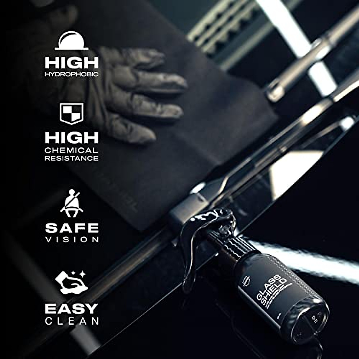 Nasiol GlasShield Powerful Nano Rain Repellent Protection Spray, Quick Detailer, Hydrophobic Car Spray, Effective Protection Up to 2 Years, Hydrophobic Coating, Water Repellent for Vehicle Windows