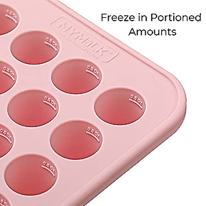 Souper Cubes MyMilk Baby Food Freezer Tray With Lid - 1/2 Oz Silicone Breast Milk Freezer Tray - Perfect Storage Container for Baby Food, Purees, and Breast Milk - Pink