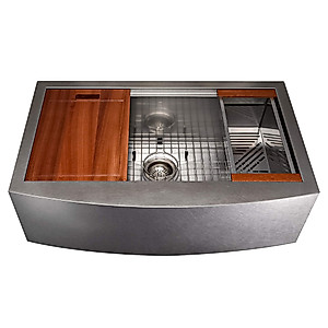 ZLINE 33" Moritz Farmhouse Apron Mount Single Bowl Scratch Resistant Stainless Steel Kitchen Sink with Bottom Grid and Accessories (SLSAP-33S)