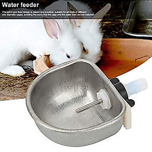 10PCS Stainless Steel Rabbit Water Dispenser Rabbit Water Feeder with Bowl Automatic Rabbit Drinker Removable Hanging Pet Cage Water Bowls Rabbit Drinking Equipment
