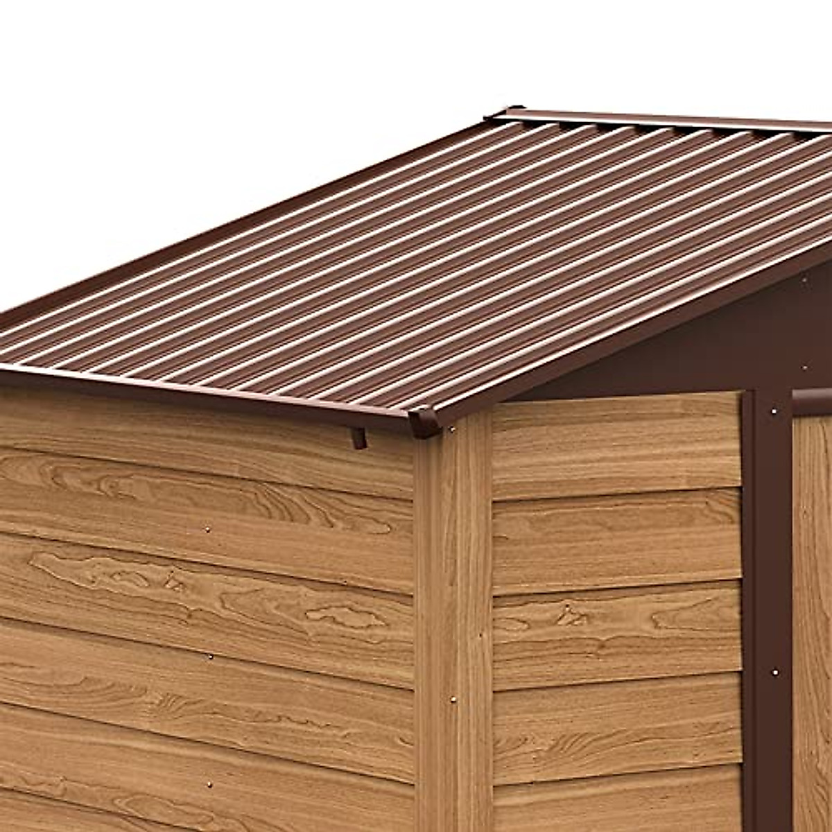 Outsunny 8' x 6' Metal Outdoor Storage Shed with Double Doors and Four Ventilation for Patio Furniture, Garden Tools, Backyard Lawn, Brown