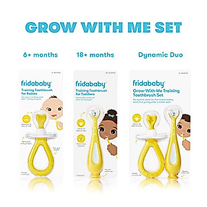 Grow-with-Me Training Toothbrush Set | Infant to Toddler Toothbrush Oral Care for Sensitive Gums by Frida Baby