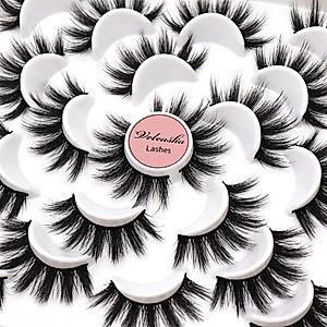 Veleasha Lashes 10 Pairs Natural Fluffy False Eyelashes Soft Wispy Lashes 3D Faux Mink Lashes Pack (V07)