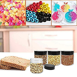 20PCS 2OZ Clear Plastic Slime Containers Jars with Black Lids,Refillable Empty Cometic Storage Container for Slime Making,Candy,Beads,Art Crafts,Lotion