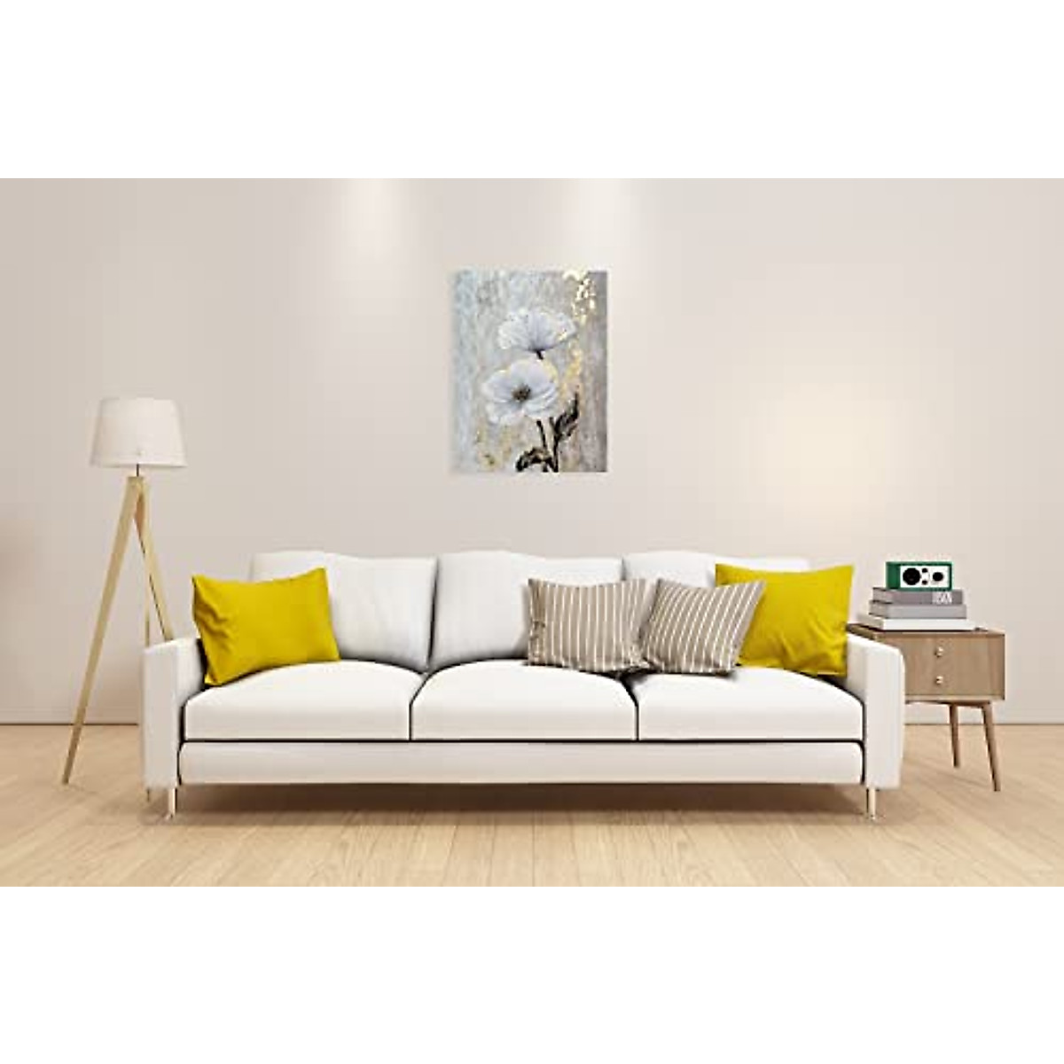 MYBEAUTYWALLA Vertical Flower Oil Painting - Hand Painted Abstract Floral Artwork with Gold Foil - Modern Still Life Pictures for Living Room Hallway Farmhouse Decor