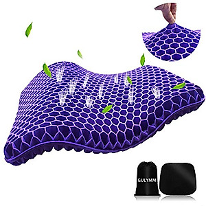 Gel Seat Cushion for Long Sitting Double Thick Gel Seat Cushion with Non-Slip Cover Gel Seat Cushion for Pressure Sores Breathable Honeycomb Cushion for Office Chair Wheelchair to Relief Sciatica Pain
