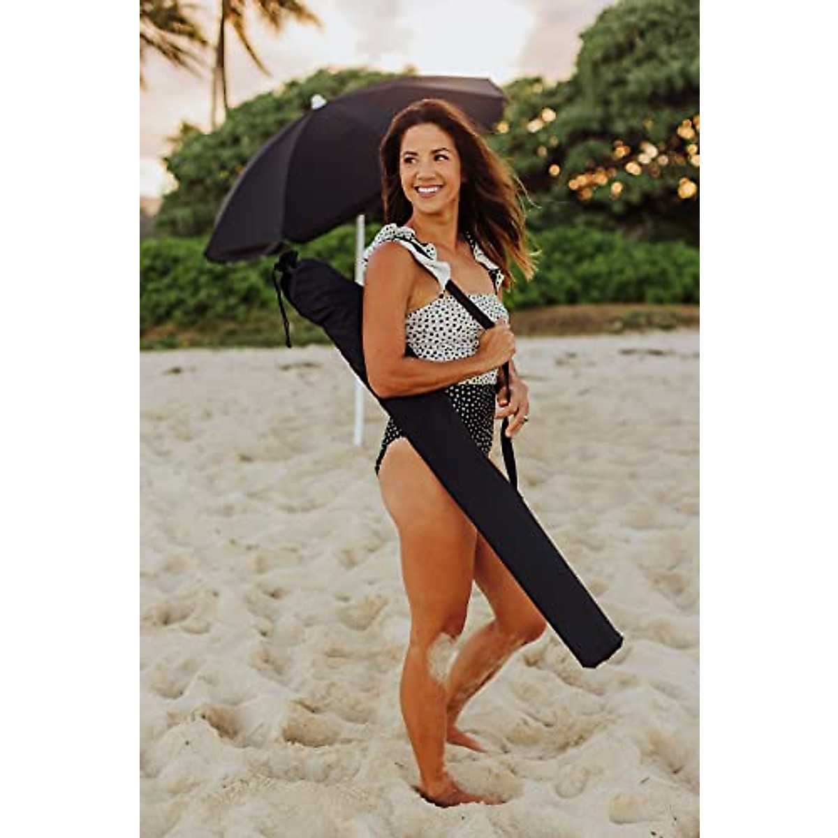 ONIVA - a Picnic Time Brand Outdoor Canopy Sunshade Beach Umbrella 5.5' - Small Patio Umbrella - Beach Chair Umbrella, (Black)