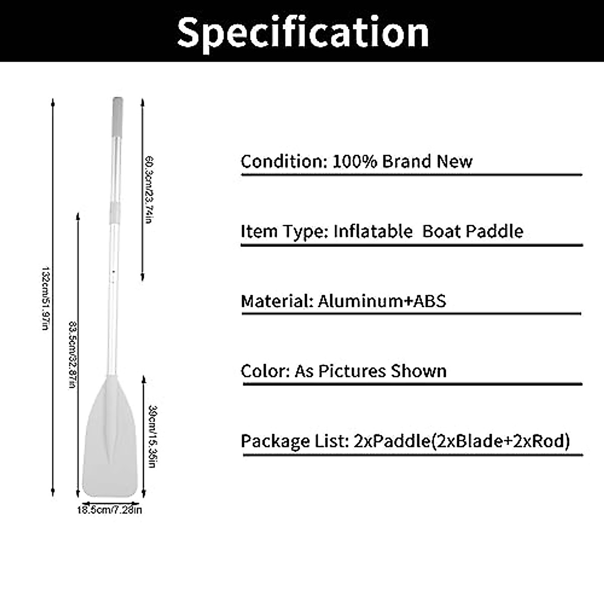 Keenso 2Pcs Inflatable Dinghy Oars, Silver Dinghy Paddle Boat Durable Paddles Plastic for Boat Canoe Water Marine Sports Rowing