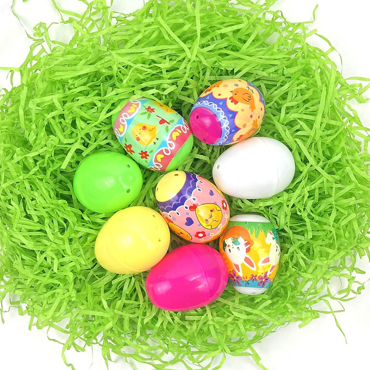 12 Pack Easter Eggs Bulk Wrapper Luminous Eggs Film Shrink Wraps for 2.4in Easter Eggs Chicken Bunny Egg Sleeves Decorations, New Cute Easter Egg Arounds