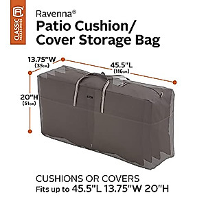 Classic Accessories Ravenna Water-Resistant 45.5 Inch Patio Cushion and Cover Storage Bag, Patio Furniture Covers