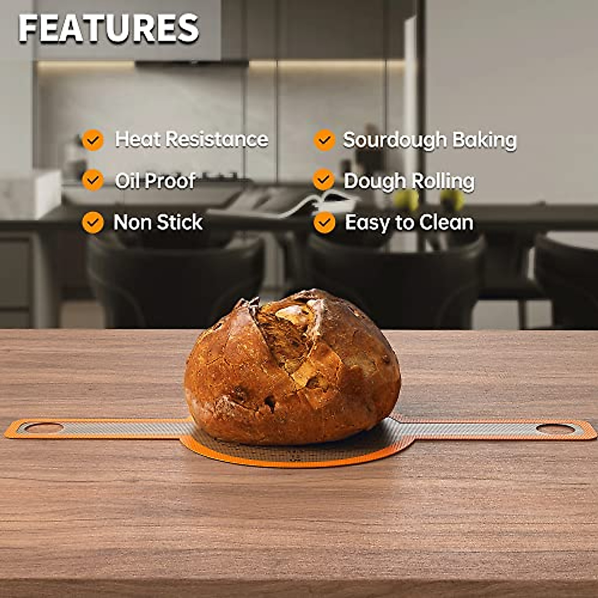 2PCs GUY DREAM Silicone Baking Mat for Dutch Oven - Non-stick Bread Sling - 8.3 Inch Reusable Bread Baking Mat – Silicone Dutch Oven Liner with Long Handles & 1 Set of Silicone Brush & Spatula