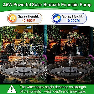 Saillong 2 Pack Solar Bird Bath Fountain Pump, 2.5W Outdoor Solar Powered Bird Bath Water Fountains with 6 Nozzles, Outdoor Floating Solar Fountain Pump for Bird Bath Garden, Ponds, Pool, Fish Tank