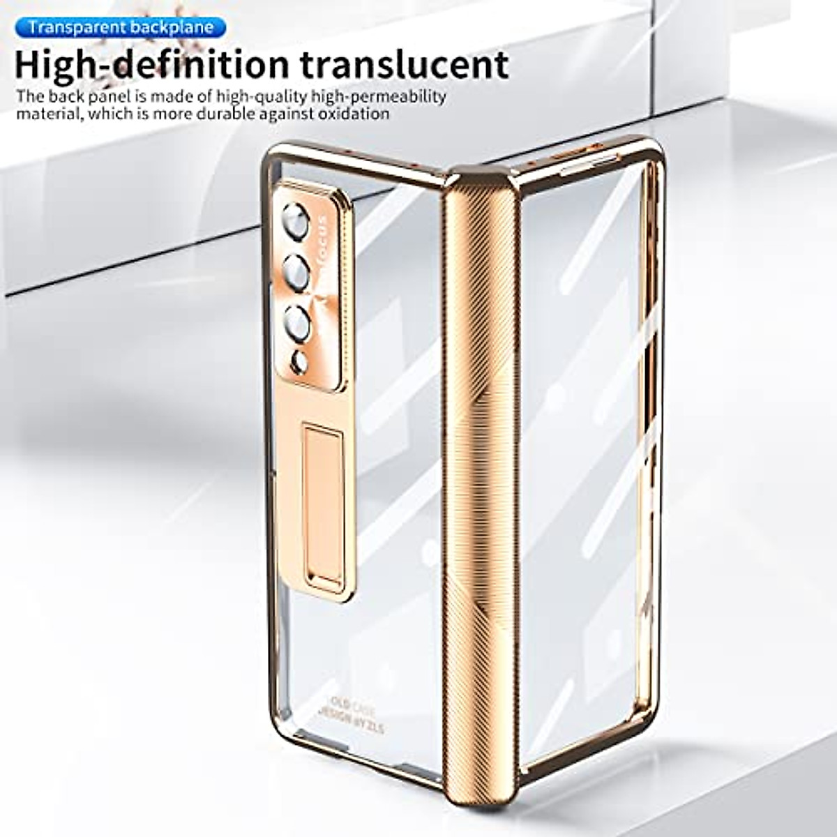 Case for Samsung Galaxy Z Fold 3 5G 2021, Plating Crystal Kickstand Case with S Pen, Removable Hinge Protection Holder and Built-in Camera Lens Protector and Front Screen Protector