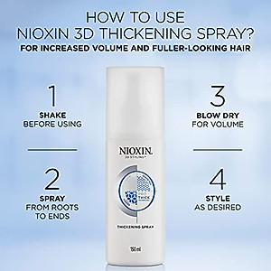 Nioxin Thickening Spray, Volume and Texture for Thinning Hair, Peppermint Oil, 5.1 oz (Packaging May Vary)