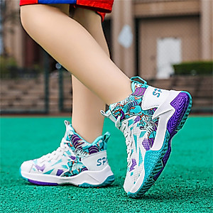 DAYUMKOU Boys Shoes Kids Basketball Shoes Girls Tennis Shoes Lightweight Breathable Walking Running Sports Shoes