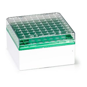 Simport T314-481G Cryostore Storage Box for 3 mL -4 mL Cryogenic Tubes, 81 Places, 81 mm Height, 133 mm Width, 133 mm Length, Green Grid, Polycarbonate (Pack of 12)