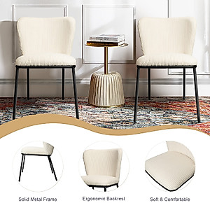 SIMTONAL Dining Room Chairs Set of 4, Kitchen Chairs with Metal Legs, Beige