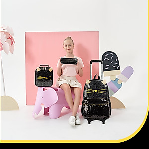 Girls Rolling Backpack Wheels Backpacks Kids Luggage for Elementary Preschool Suitcase Trip Laptop Backpack for Girls