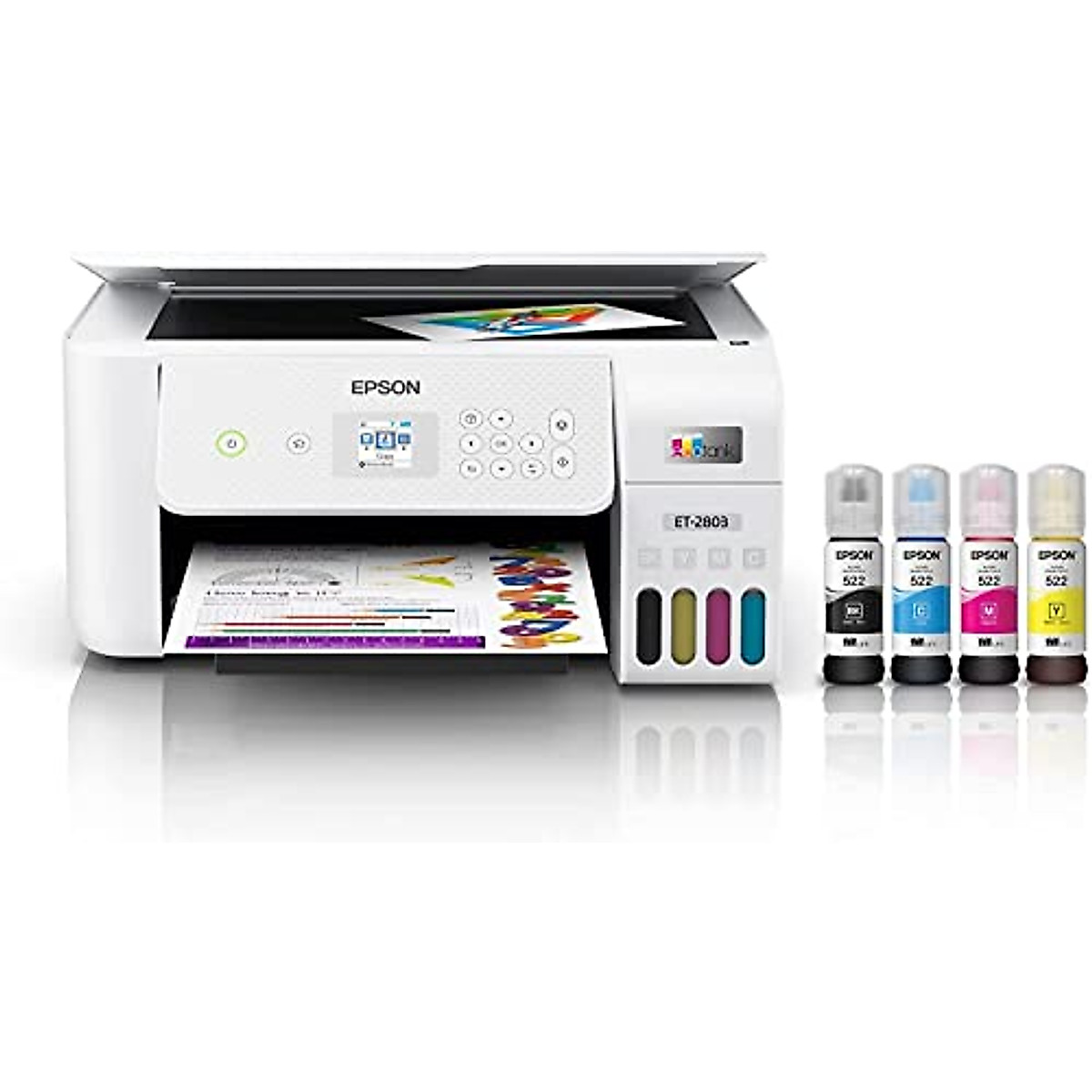 Epson EcoTank ET-2803 Wireless All-in-One Printer/Copier/Scanner, Cartridge-Free Supertank, Mobile & Voice-Activated Printing, XPI USB Printer Cable