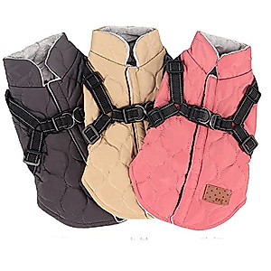 Pet Clothes, Dog Warm Jacket with Harness Winter Puppy 2 in 1 Coat Small Dog Vest Harness with Reflective Costume for Small Medium Dogs (3XL-Rose Red)