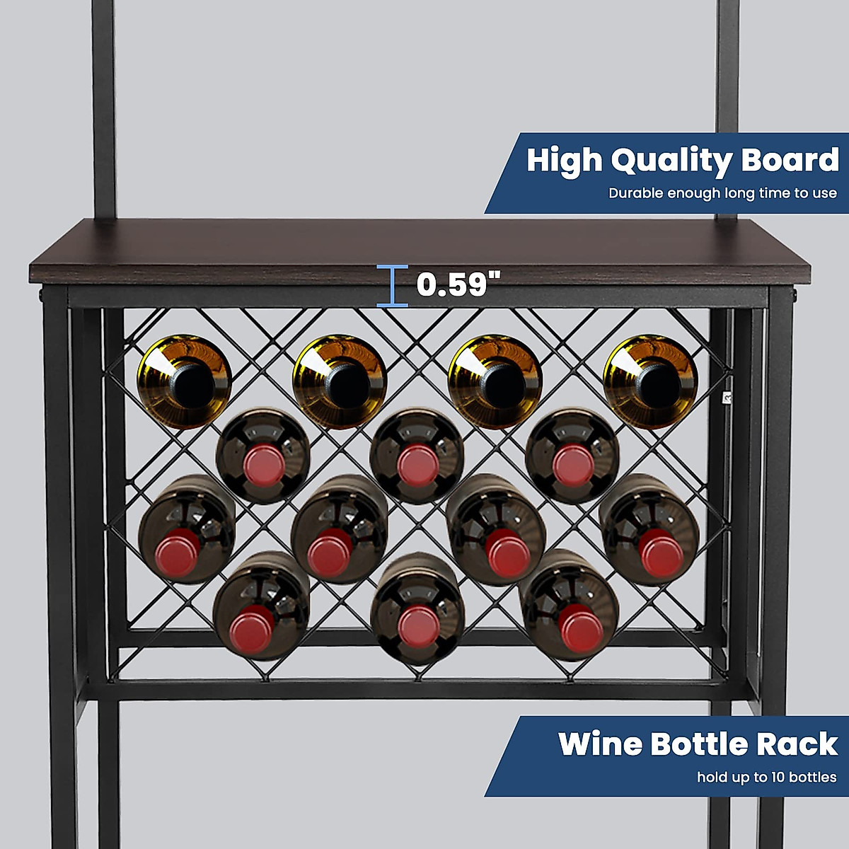 Aomedeelf Wine Rack Table Wine Bar Cabinet for Liquor and Glasses Modern Freestanding Floor Liquor Bar Cabinet with Storage Rack and Shelf Wine Bakers Rack for Home Kitchen Dining Room