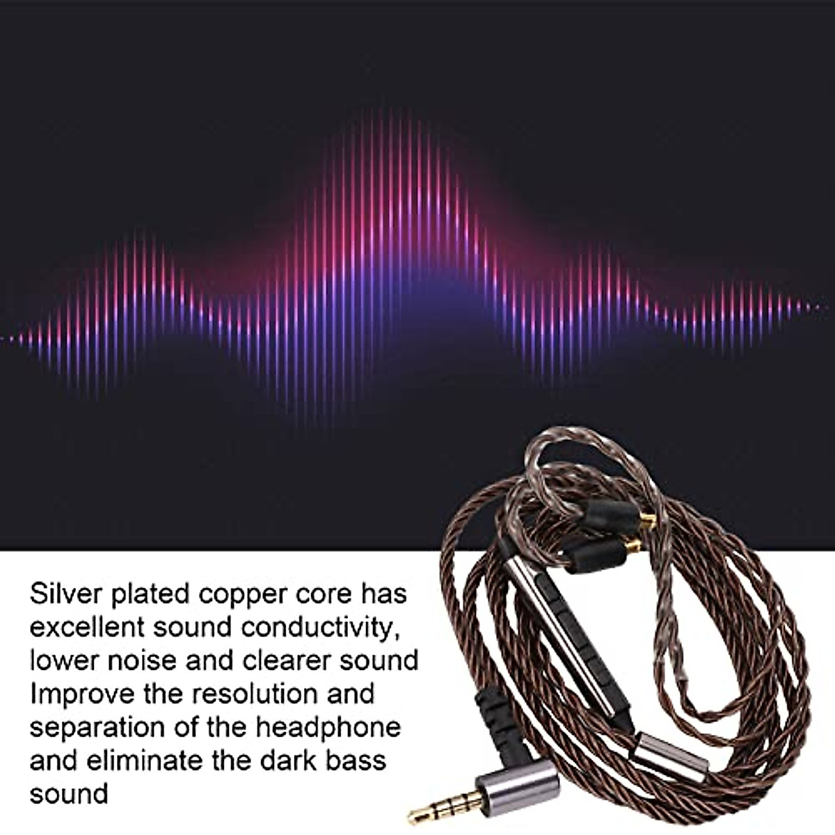 Septpenta Headphone Upgrade Cable, Silver Plated Copper Core Lower Noise, HiFi Sound Quality Sound Natural, with Ear Hook Design, 3.5MM / A2dc Plug for CKS1100 E40 E50 E70 LS200