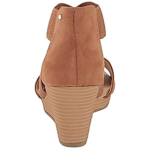 Dr. Scholl's Shoes Women's Barton Band Wedge Sandal, Brown Microfiber, 8.5