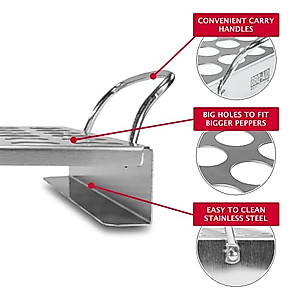 BBQ-Aid Jalapeno Poppers Grill Rack with Handles - Jalapeno Popper Holder for Grill - Easy to Pick Up - Chicken Legs & Wings or Chili - 36 Capacity Racks- BBQ Grill and Smoker Accessories