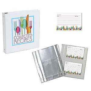 Modern Cuisine Recipe Organizer Binder Bundle with Recipe Cards and Recipe Card Protectors