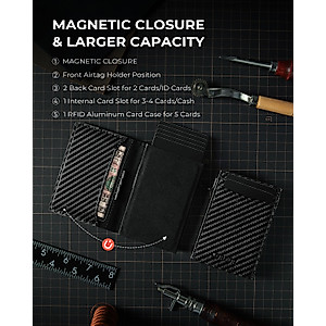 LORZOR Slim Airtag Wallet for Men, Bifold Leather Mens Wallets with Magnetic Closure, Smart Wallet RFID Blocking Pop Up Card Holder,Minimalist Wallet with Gift Box