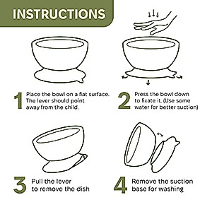 Nutrichef Baby and Toddler, 3 Compartment Plate, Bowl, and Spoon Feeding Set- Silicon Suction, Non-Toxic All Natural Bamboo Baby Food Plate with Silicon Bib