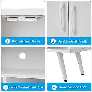 Panana 62.99" TV Stand Television Stands TV Console Unit with 3 Open Cubby and 2 Doors for Living Room Bedroom for TVs up to 70 Inches, White