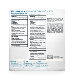 Acne Free 3-Step Acne Treatment Kit with Salicylic Acid Face Wash, Alcohol-Free Toner, & Benzoyl Peroxide Lotion for Sensitive Skin and Fighting Breakouts, 24 Hour Face Clearing System