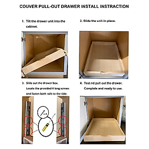 CabinetRTA Soft Close Assembled Ready Slide Out Cabinet Shelf Pull-Out Wood Drawer Storage 16.5"(W) x 21.25"(D) X 4"(H), Soft-Close Rail with Spacer(4 steps to install)