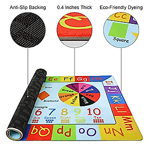 Moespace Educational ABC Kids Rug for Playroom,3x5 ft Numbers and Graphics Learning Area Rug Washable Children Play Carpet Non-Slip Baby Nursery Rug for Bedroom Classroom